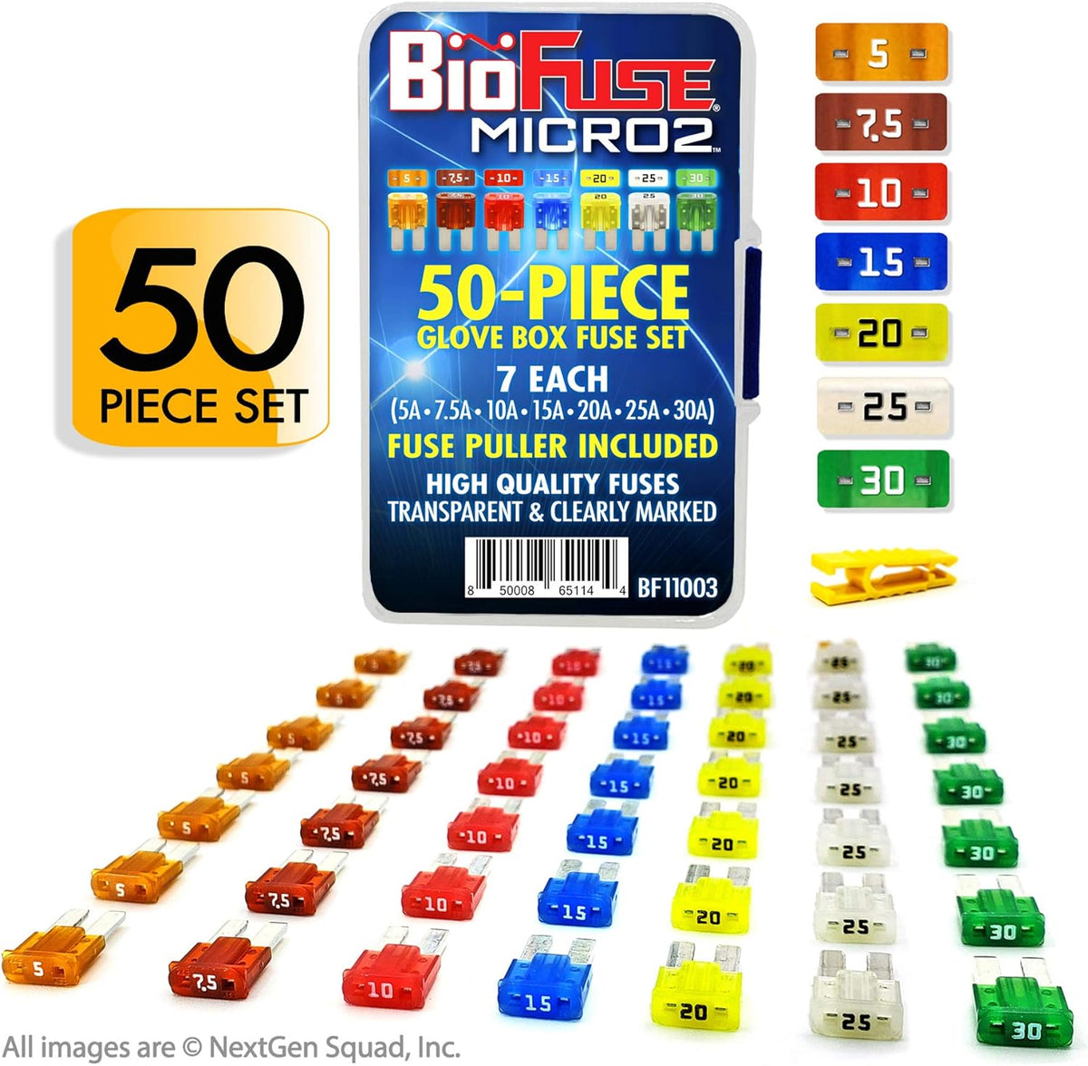 Micro2 50 Piece Fuse Assortment Glove Box Set (Automotive and Non-Auto ...